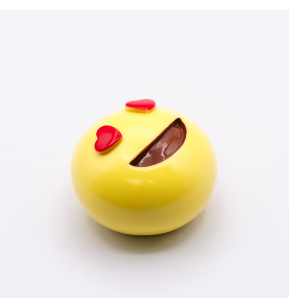Faccina Emoji sfera piatta con occhi a cuore