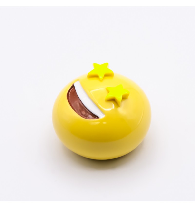 Faccina Emoji sfera piatta con smile e occhi stellati